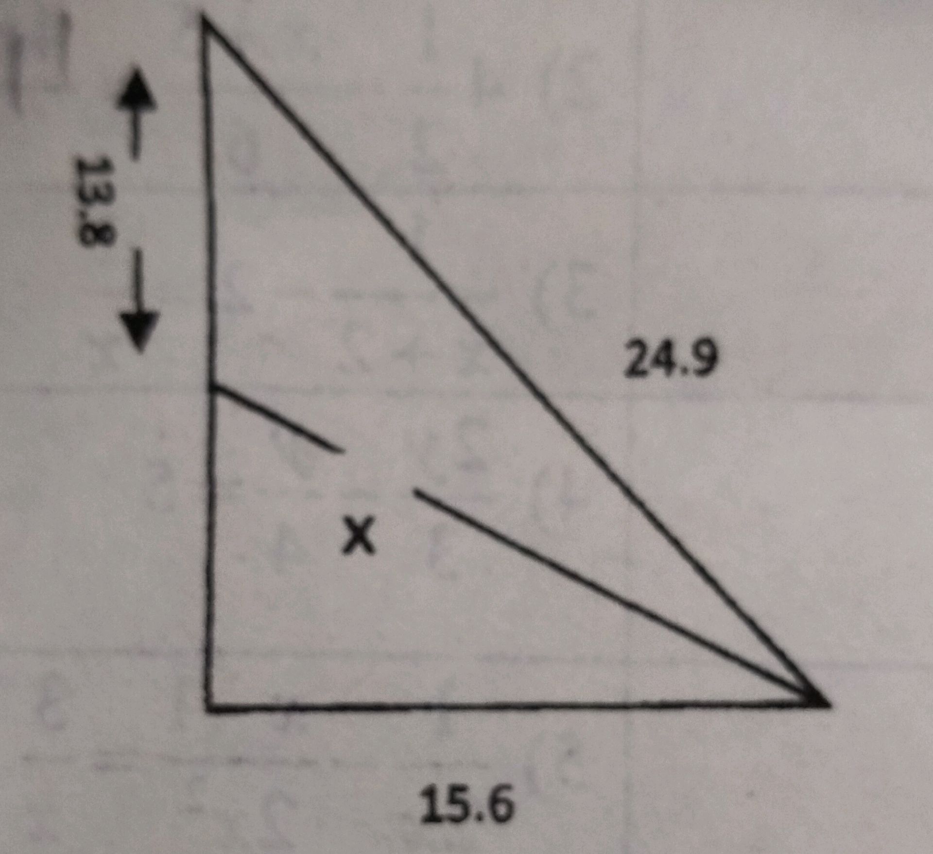 The image shows a right triangle with the | StudyX