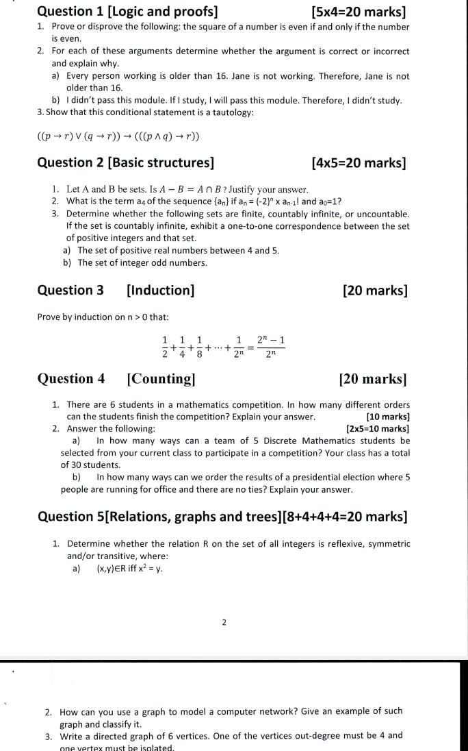 Question 1 [Logic and proofs] 1. Prove or | StudyX