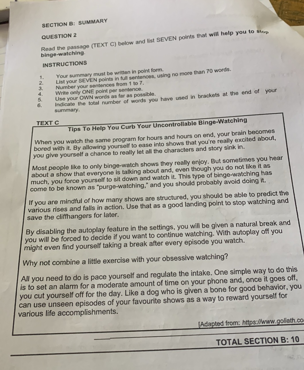 Read the passage (TEXT C) below and list | StudyX