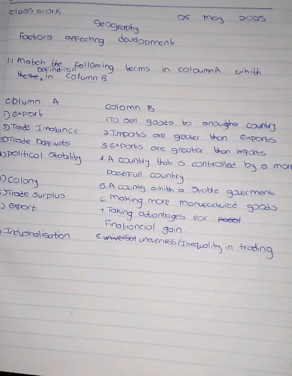 1.1 Match the following terms in column A | StudyX