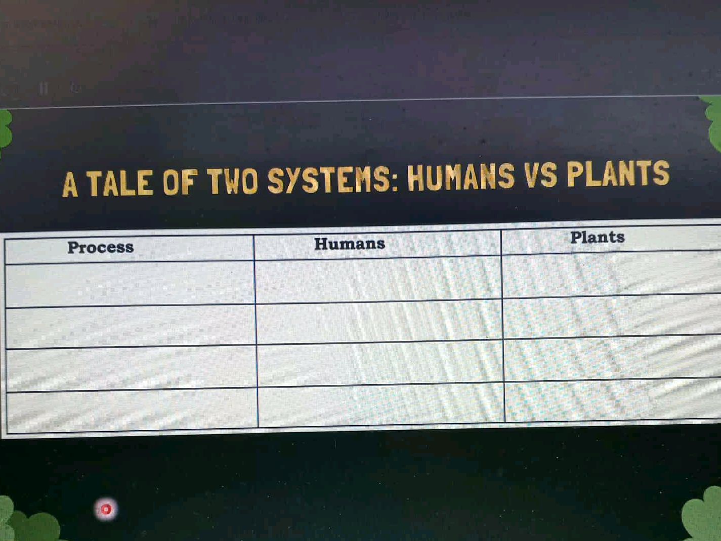 A TALE OF TWO SYSTEMS: HUMANS VS PLANTS | | StudyX