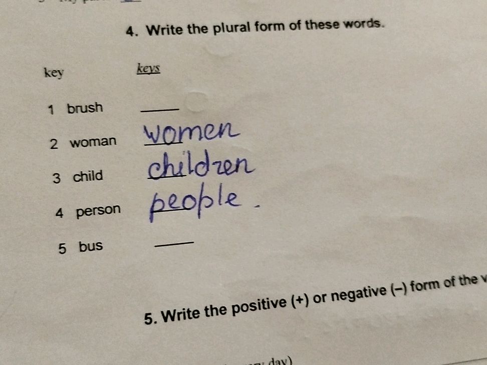 4. Write the plural form of these words. | StudyX