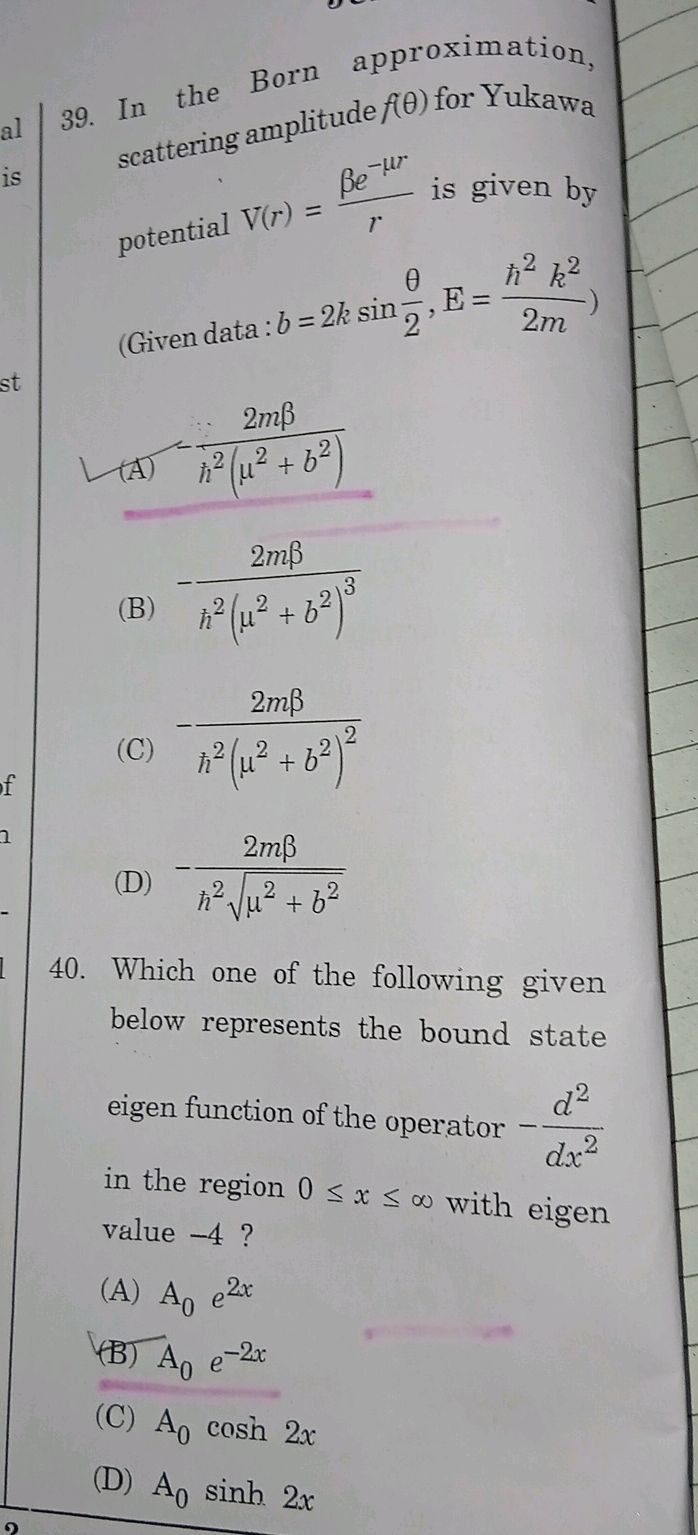 39. In the Born approximation, scattering | StudyX