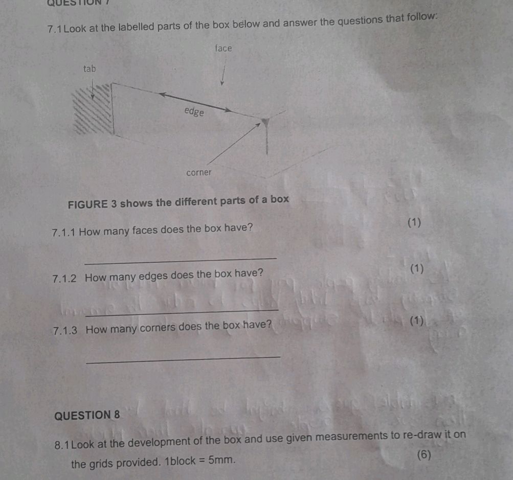 7.1 Look at the labelled parts of the box | StudyX