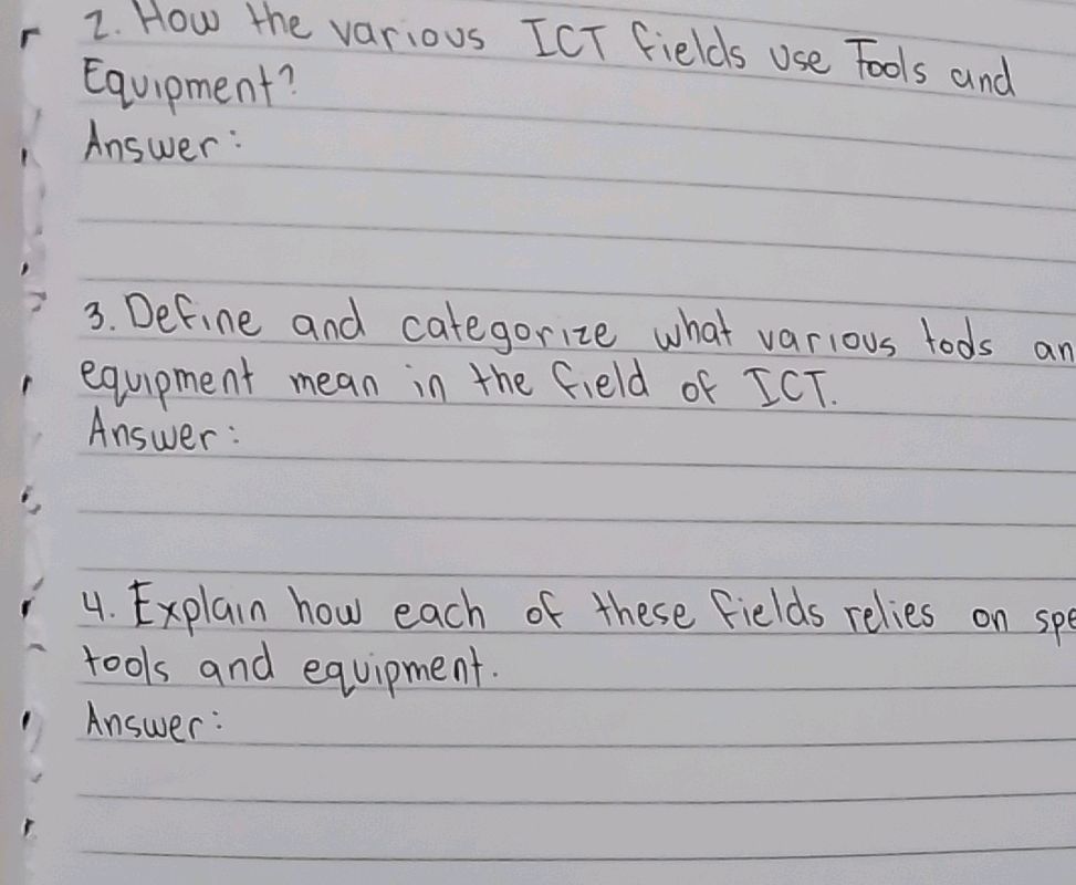 2. How the various ICT fields use tools and | StudyX