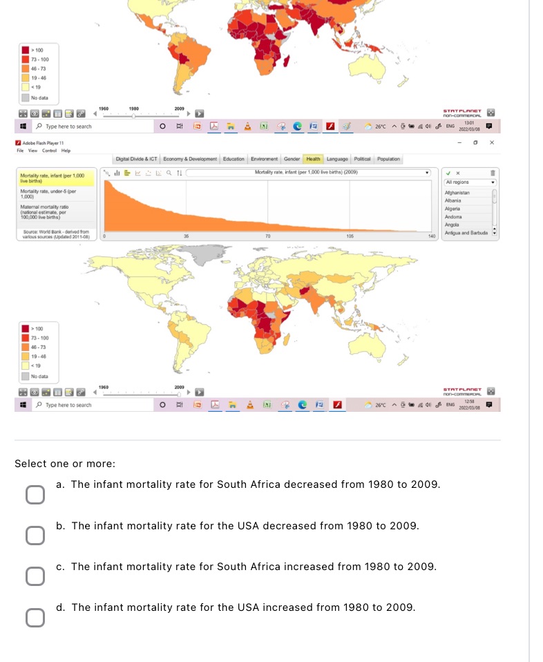 Select one or more: a. The infant mortality | StudyX