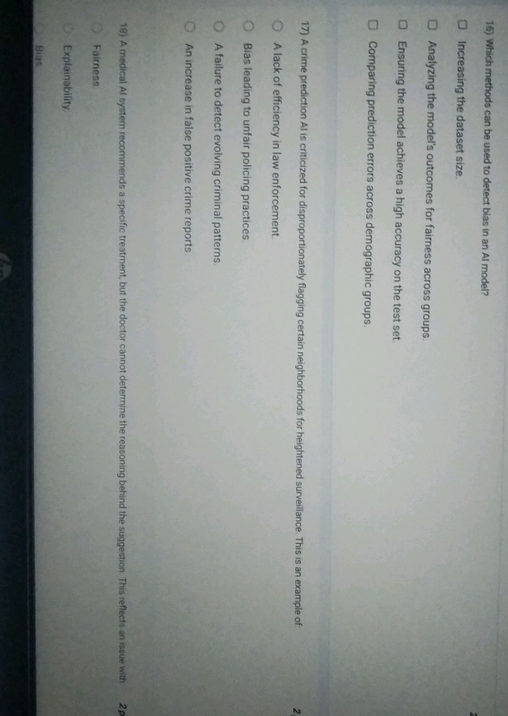 16) Which methods can be used to detect bias | StudyX