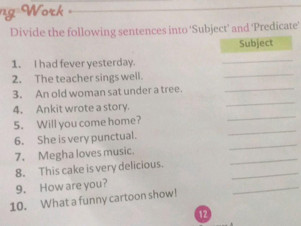 Divide the following sentences into | StudyX