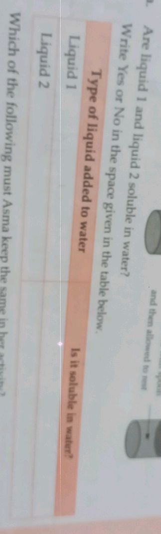 a. Are liquid 1 and liquid 2 soluble in | StudyX