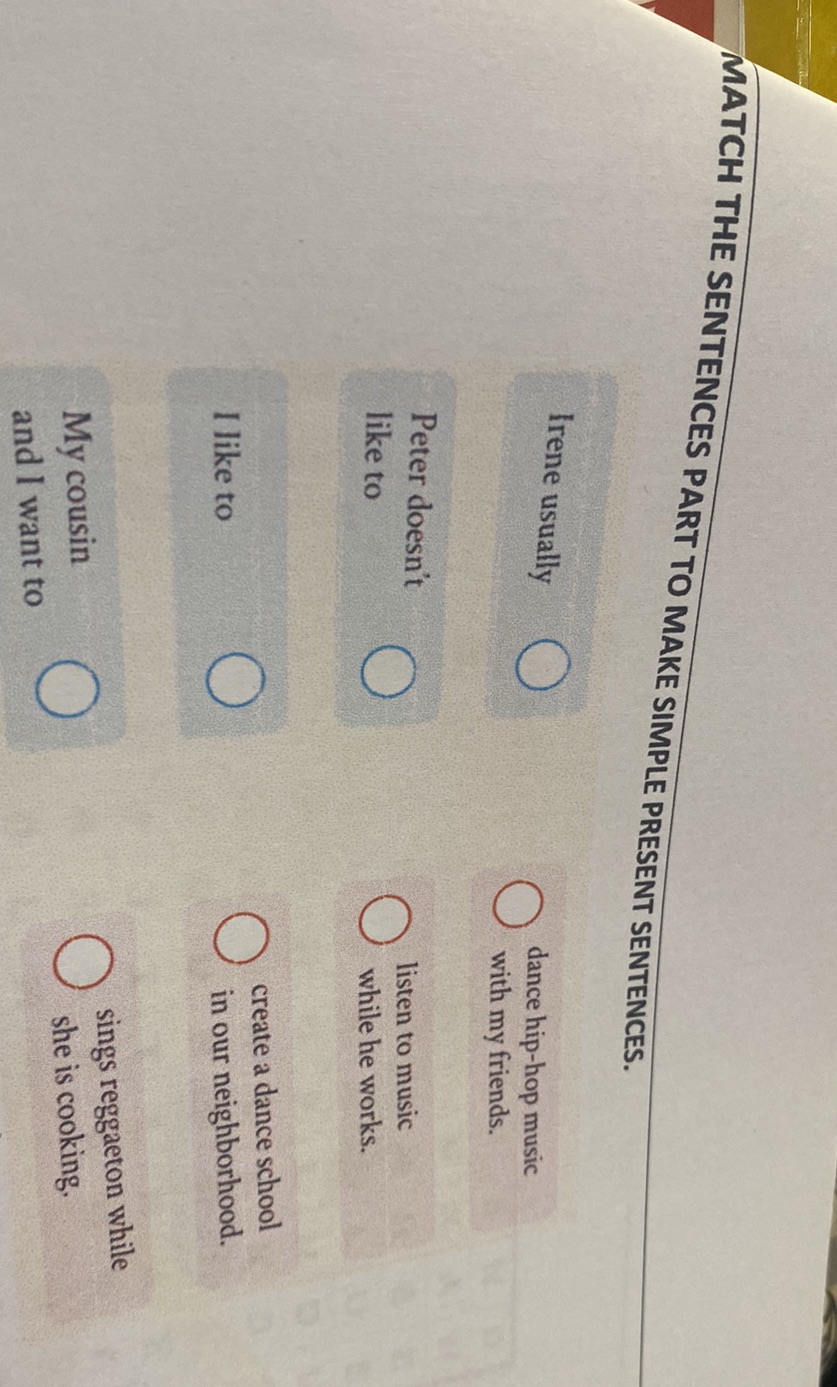 MATCH THE SENTENCES PART TO MAKE SIMPLE | StudyX