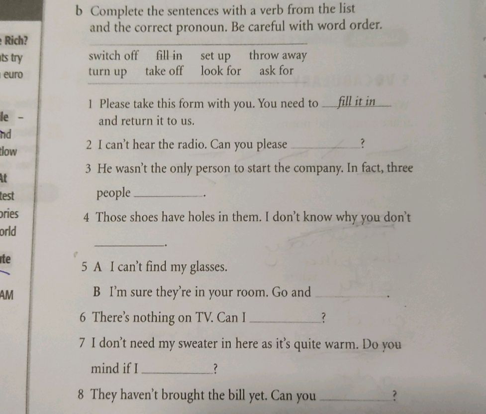 b Complete the sentences with a verb from | StudyX