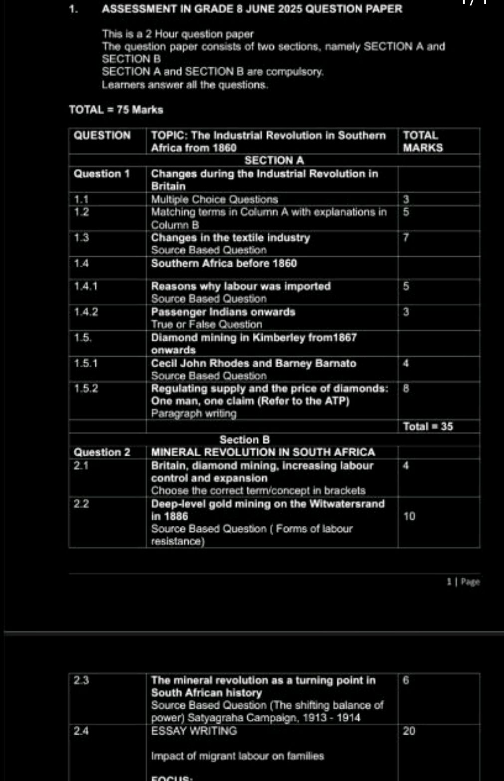 1. ASSESSMENT IN GRADE 8 JUNE 2025 QUESTION | StudyX