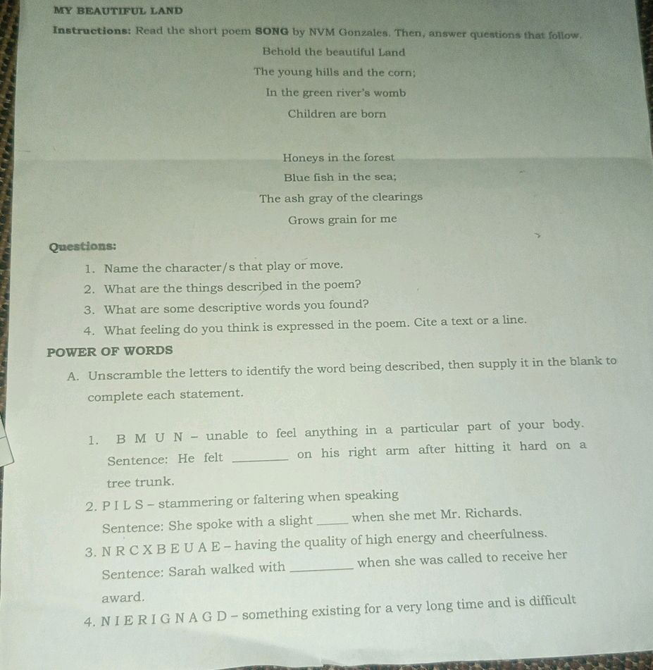 Instructions: Read the short poem SONG by | StudyX
