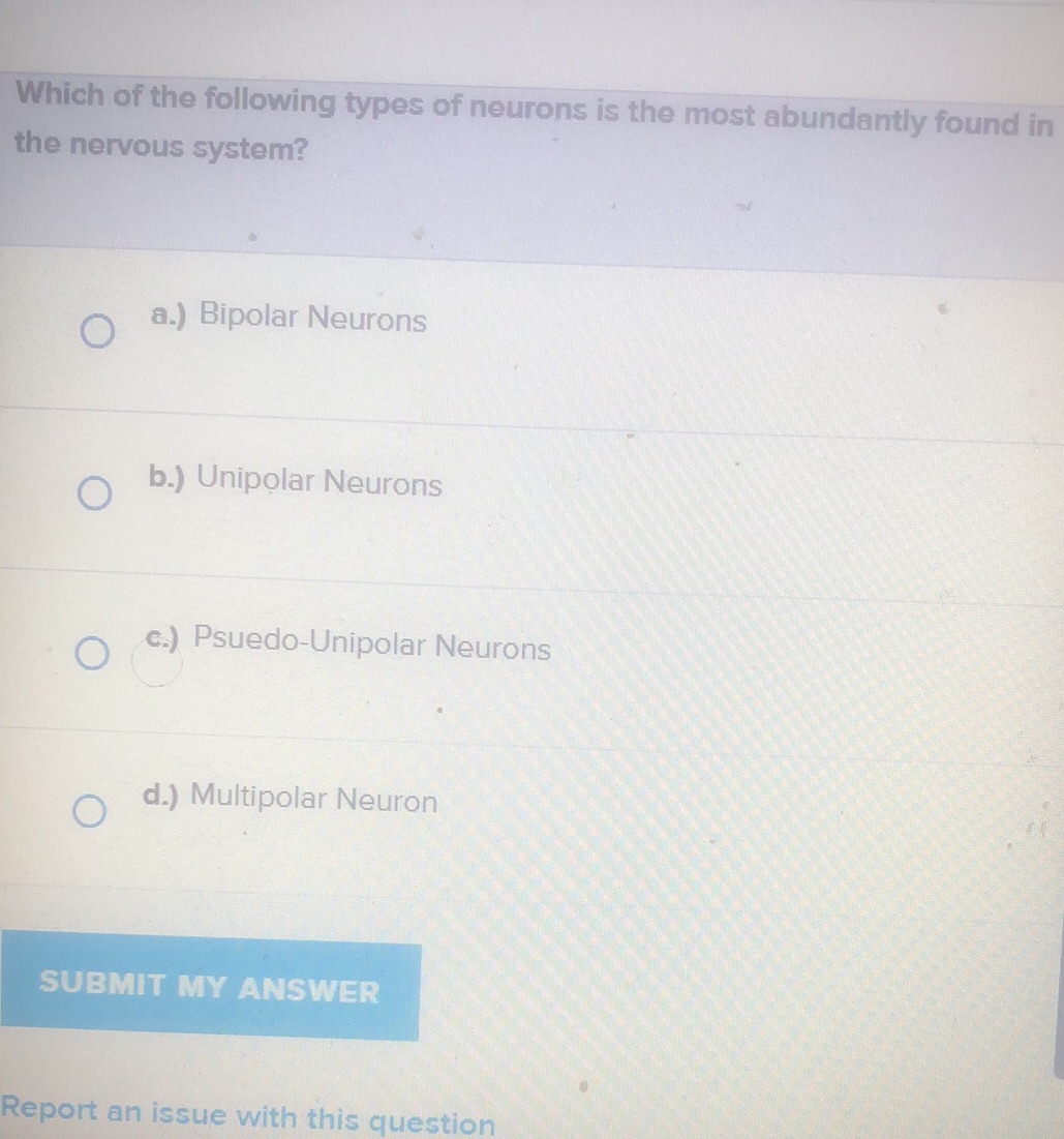 Which of the following types of neurons is | StudyX