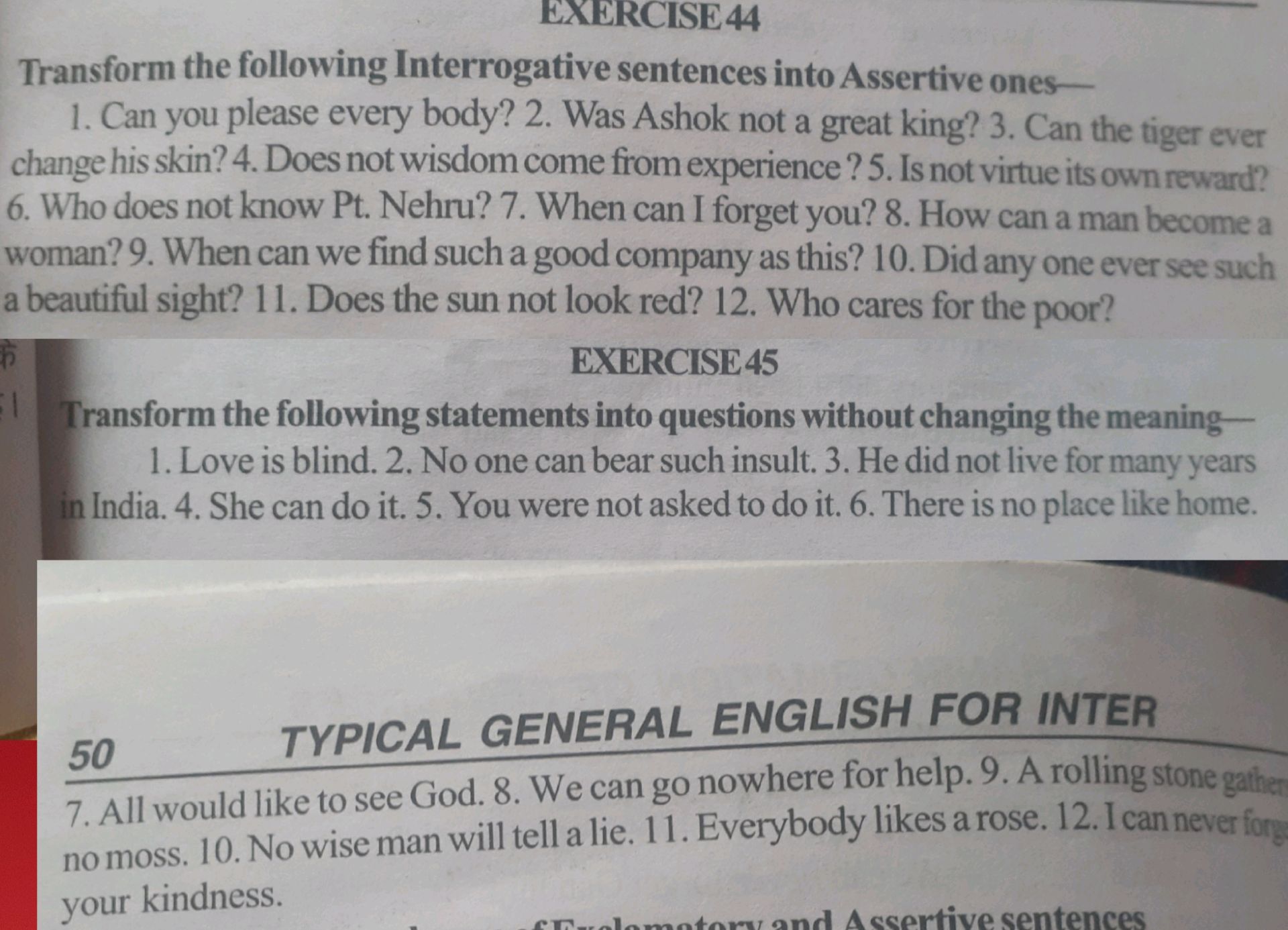 EXERCISE 44 Transform the following | StudyX