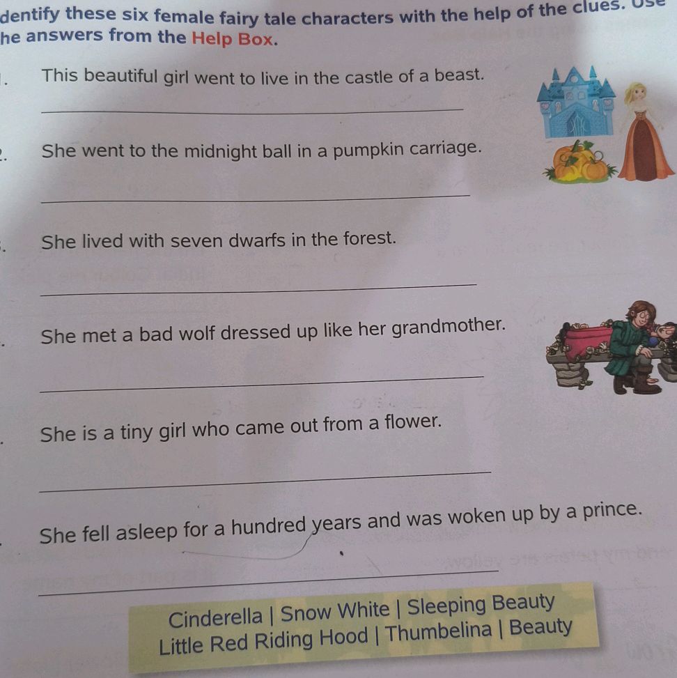 Identify these six female fairy tale | StudyX