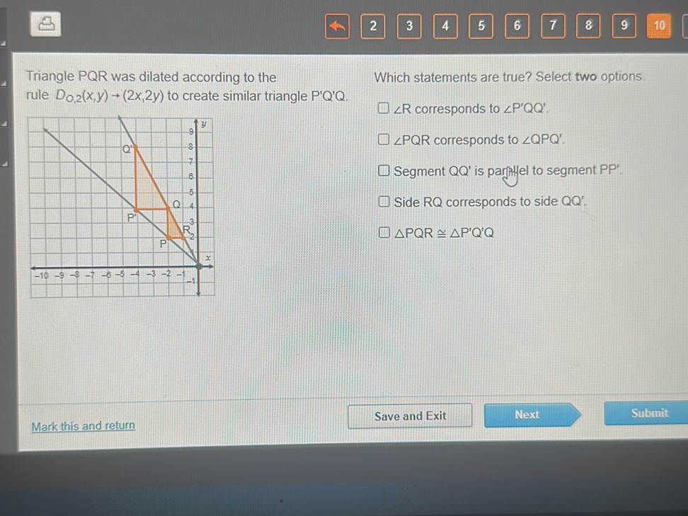 Triangle PQR was dilated according to the | StudyX