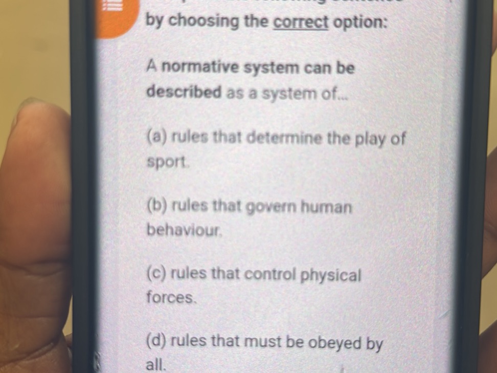 by choosing the correct option: A normative | StudyX