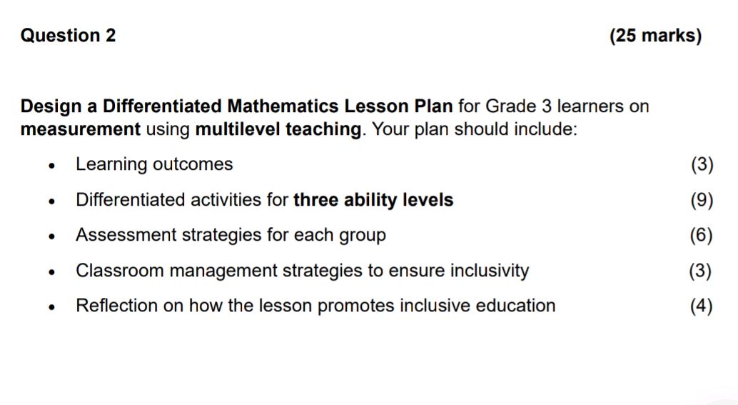 Design a Differentiated Mathematics Lesson | StudyX