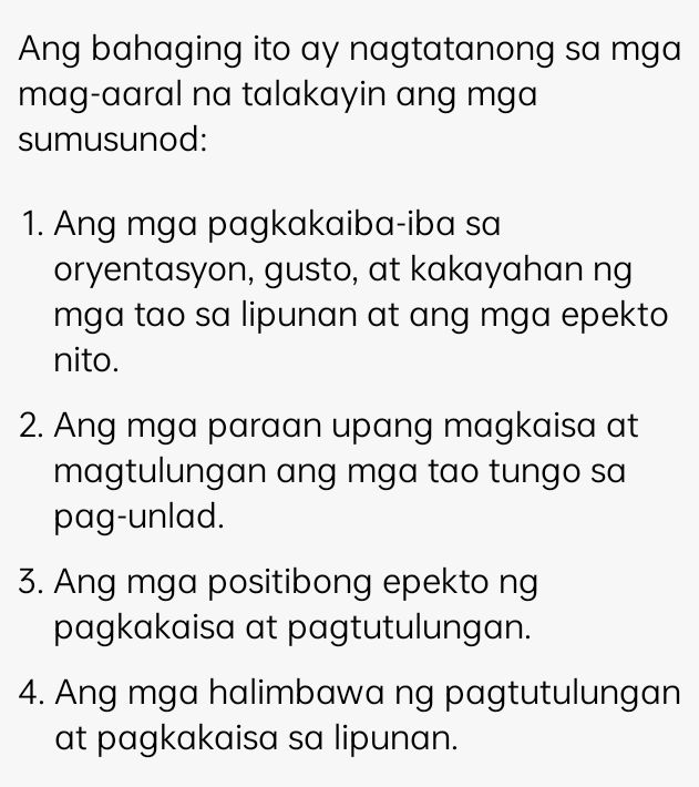 Ang bahaging ito ay nagtatanong sa mga | StudyX