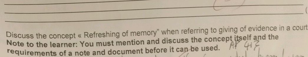 Discuss the concept « Refreshing of memory" | StudyX