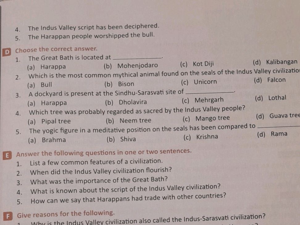 4. The Indus Valley script has been | StudyX