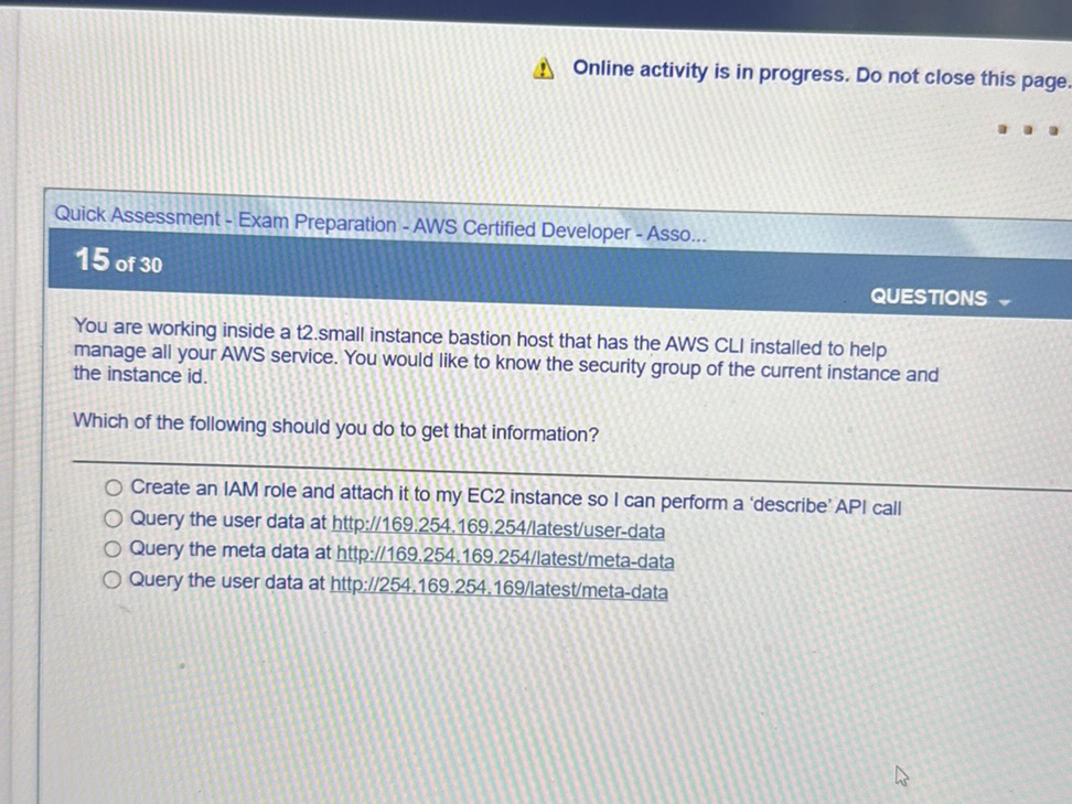 You are working inside a t2.small instance | StudyX