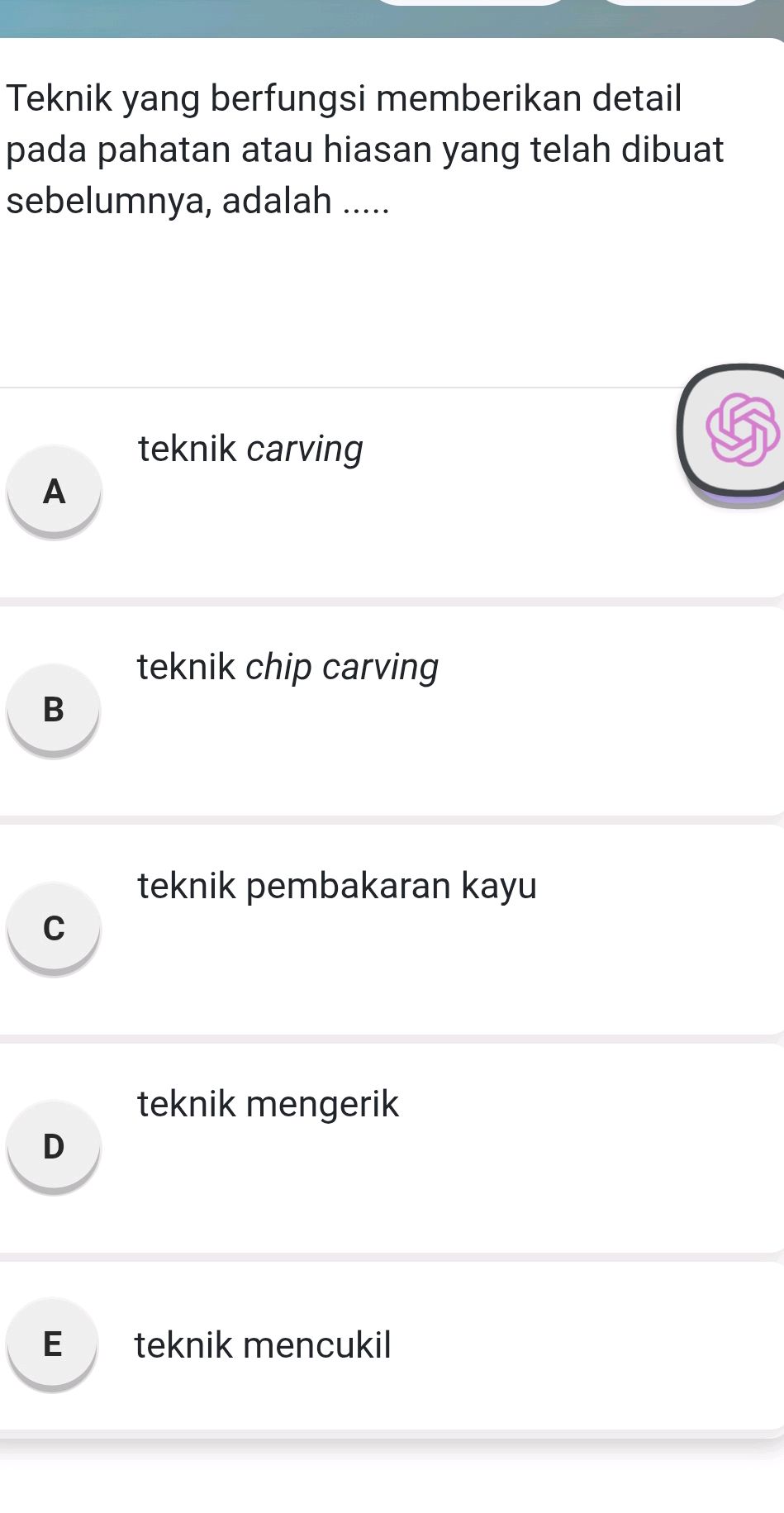 Teknik yang berfungsi memberikan detail pada | StudyX