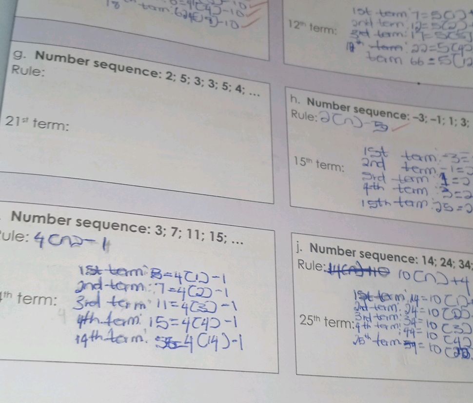 g. Number sequence: 2; 5; 3; 3; 5; 4; ... | StudyX