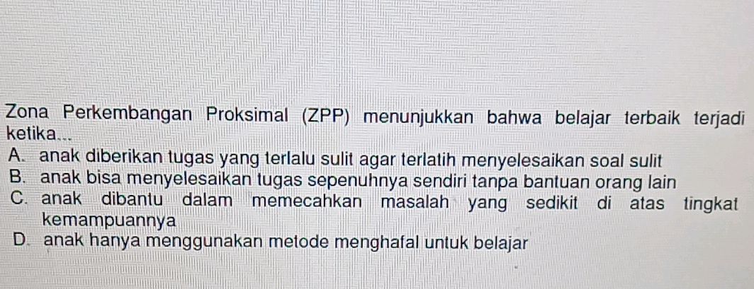 Zona Perkembangan Proksimal (ZPP) | StudyX