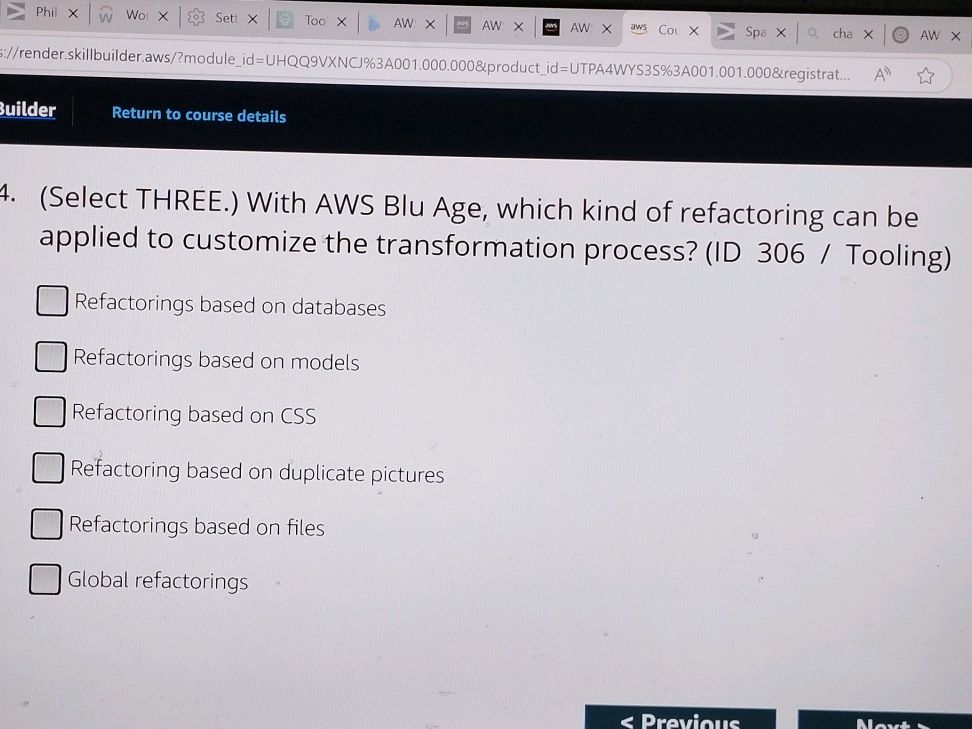 4. (Select THREE.) With AWS Blu Age, which | StudyX
