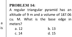 PROBLEM 14: A regular triangular pyramid | StudyX