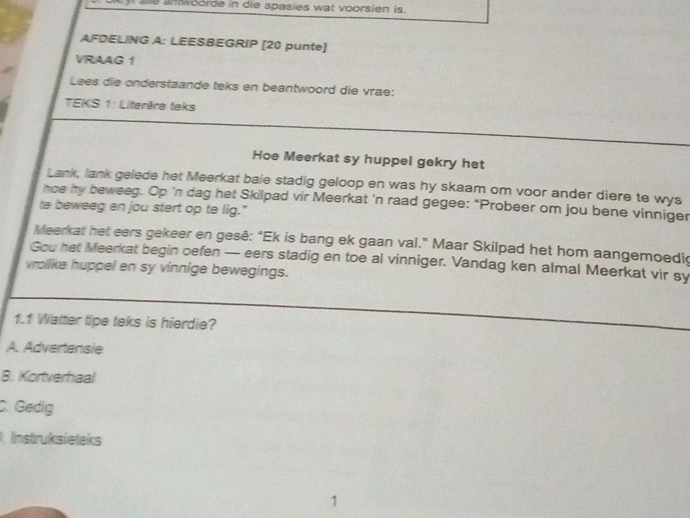 VRAAG 1 Lees die onderstaande teks en | StudyX