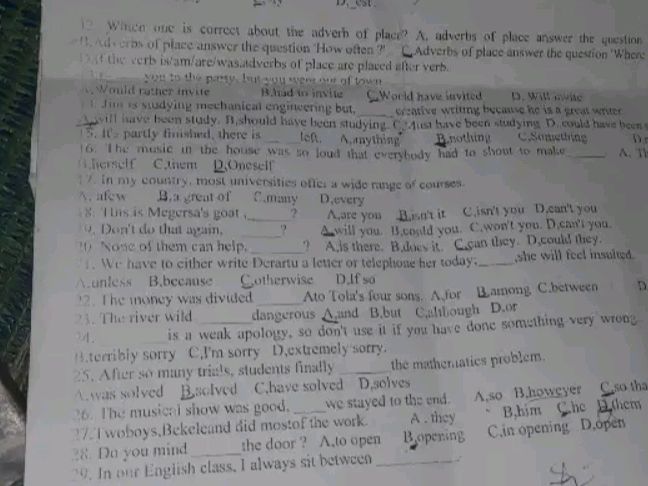 12. Which one is correct about the adverb of | StudyX