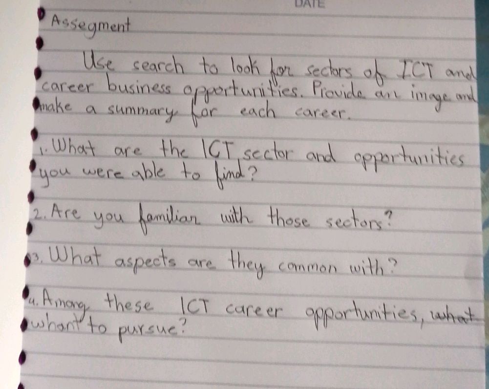 Use search to look for sectors of ICT and | StudyX