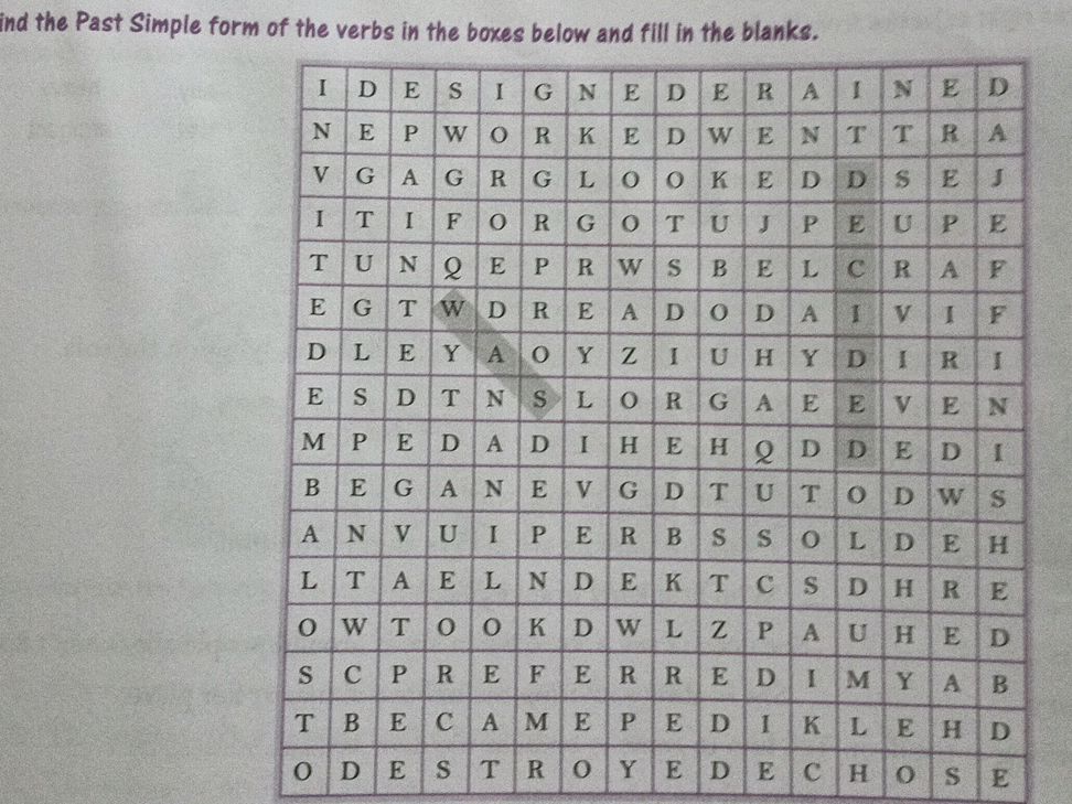 Find the Past Simple form of the verbs in | StudyX