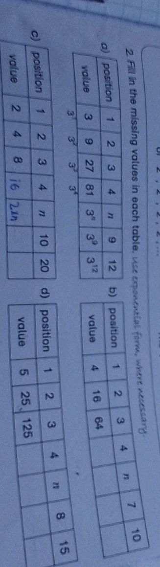2. Fill in the missing values in each table, | StudyX