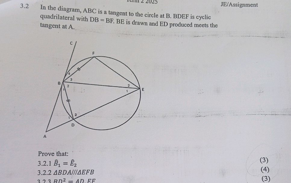 In the diagram, ABC is a tangent to the | StudyX
