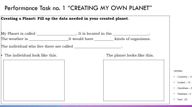 Performance Task no. 1 "CREATING MY OWN | StudyX