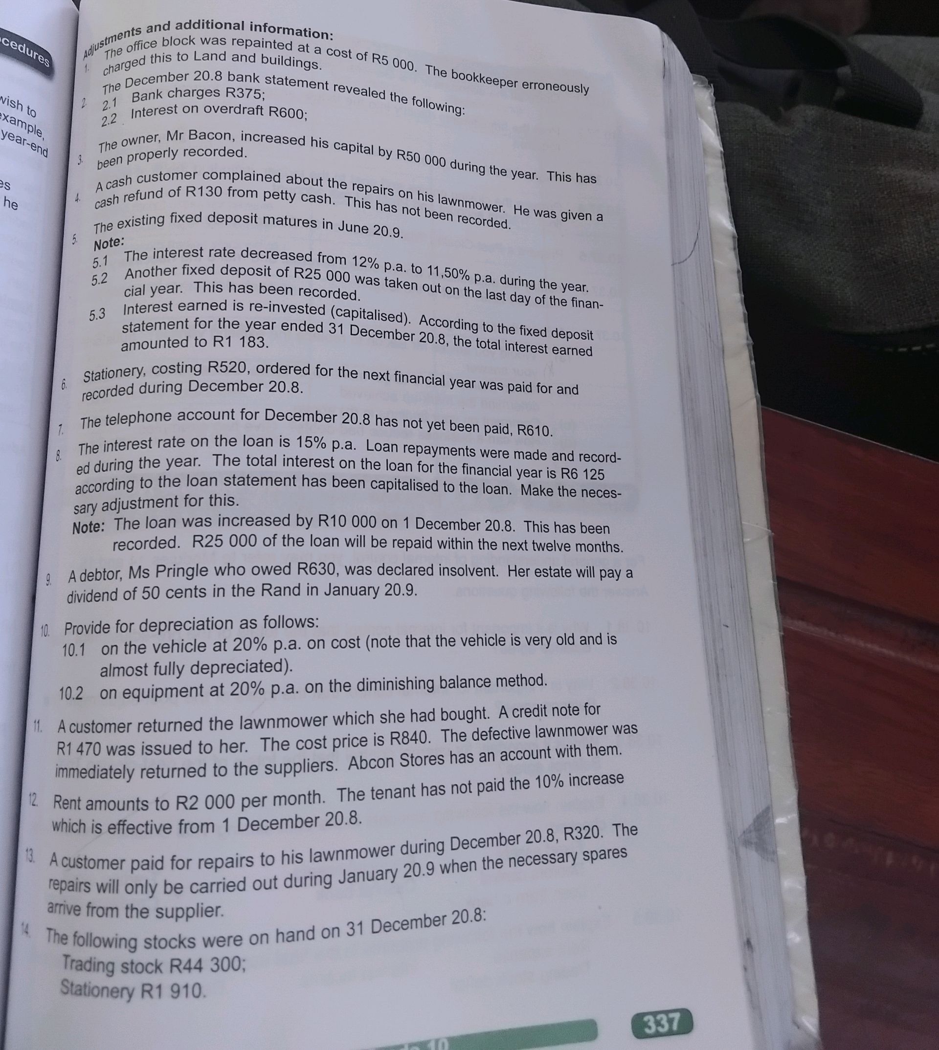 Adjustments and additional information: 1. | StudyX