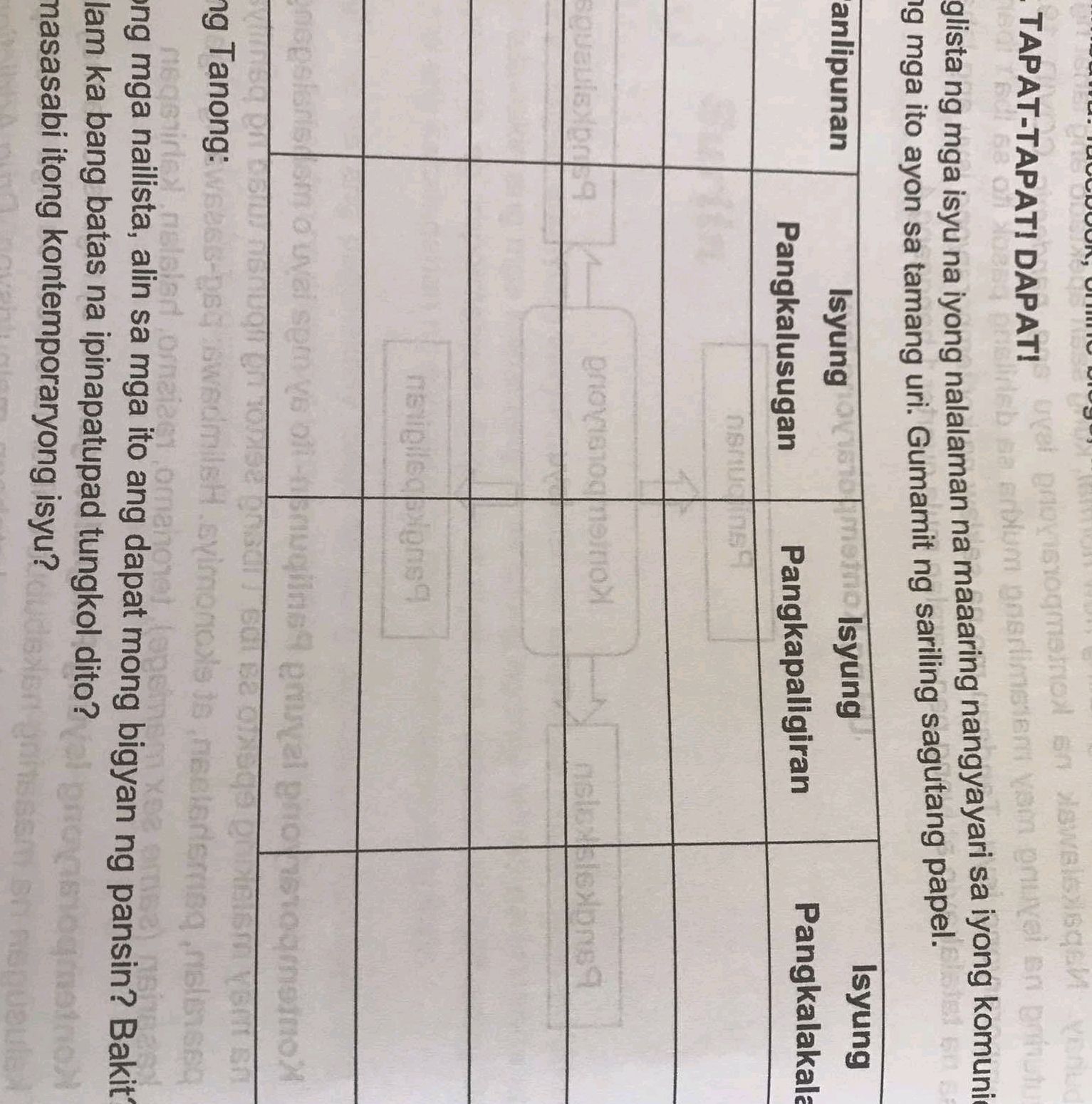 - TAPAT-TAPAT! DAPAT! Isyung Isyung | StudyX