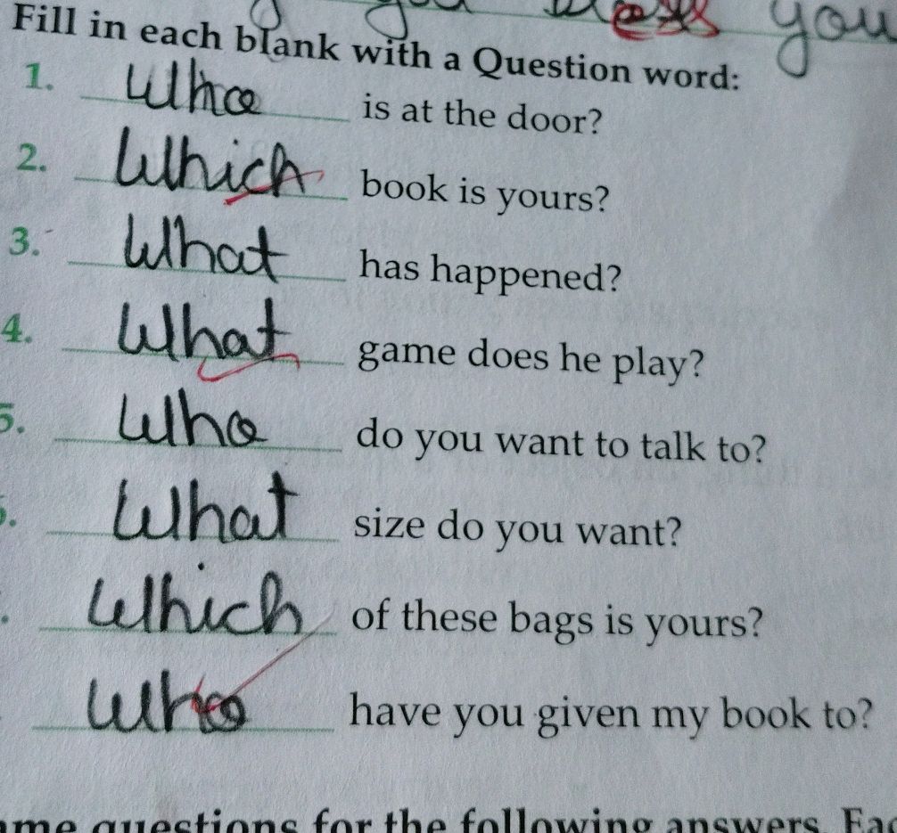 Fill in each blank with a Question word: 1. | StudyX