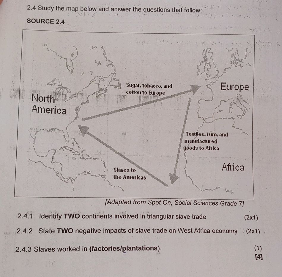 2.4 Study the map below and answer the | StudyX