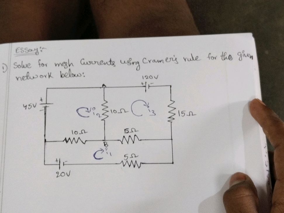 1 Solve For Mesh Currents Using Cramer s StudyX 1 Solve For Mesh Currents Using Cramer s StudyX