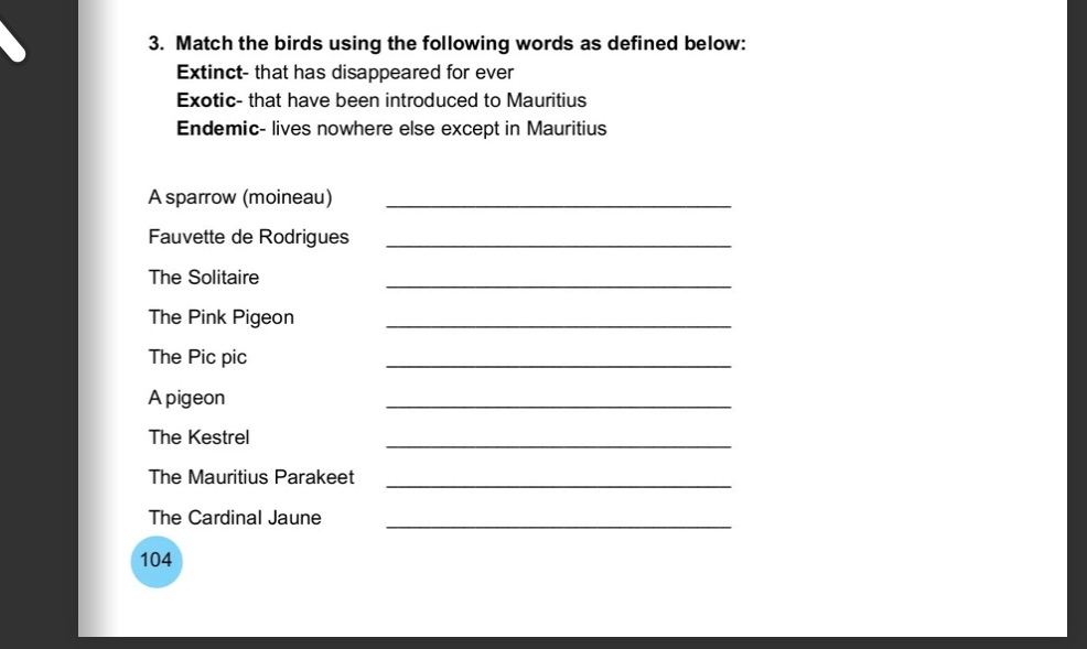 3. Match the birds using the following words | StudyX