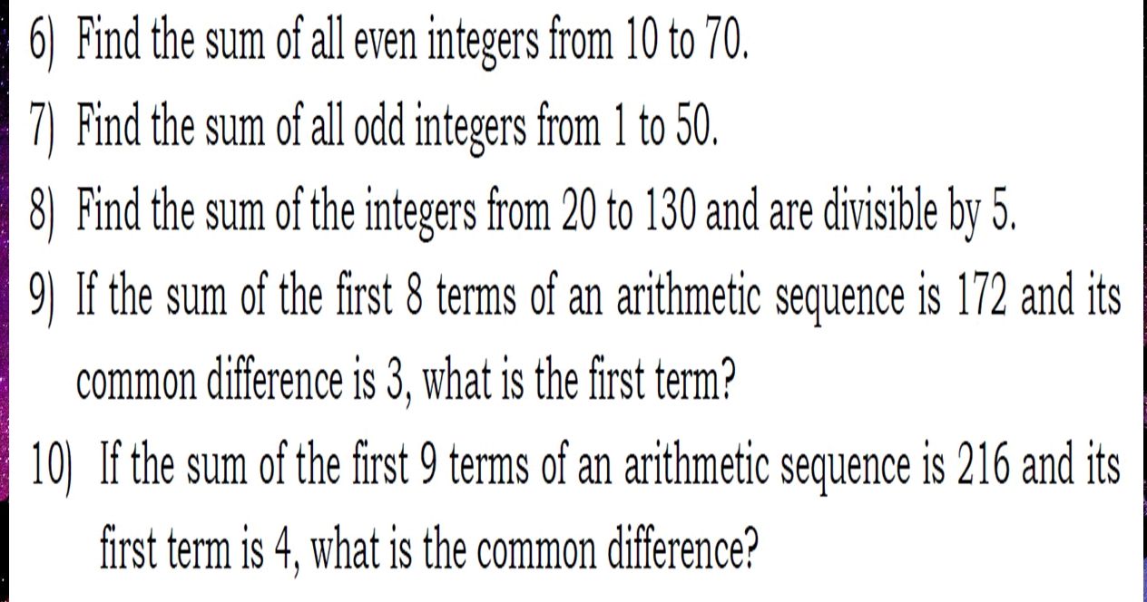 6) Find the sum of all even integers from 10 | StudyX