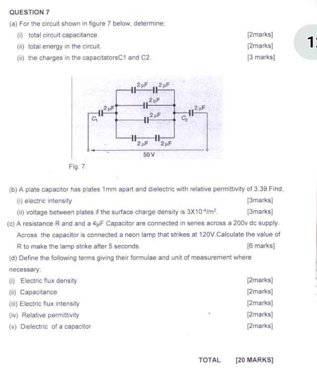 QUESTION 7 (a) For the circuit shown in | StudyX