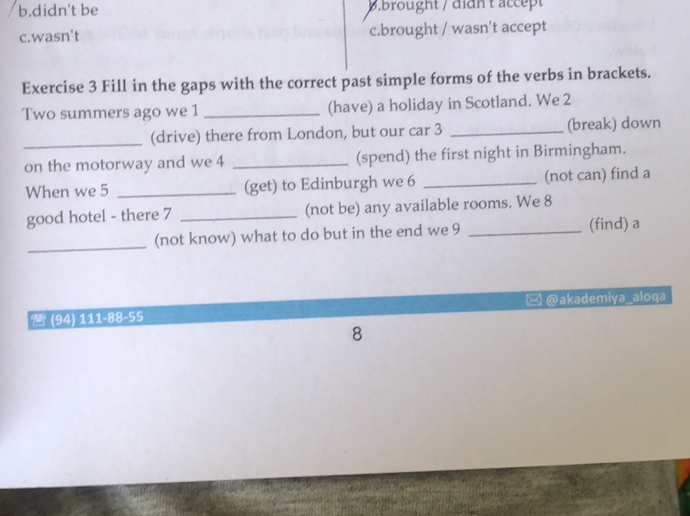 Exercise 3 Fill in the gaps with the correct | StudyX