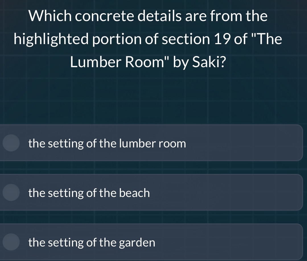 Which concrete details are from the | StudyX
