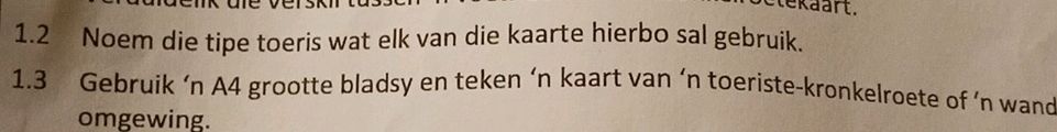 1.2 Noem die tipe toeris wat elk van die | StudyX